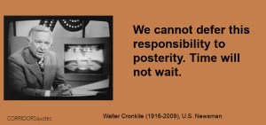 WALTER CRONKITE (1916-2009), the "Most Trusted Man in America," gives ...